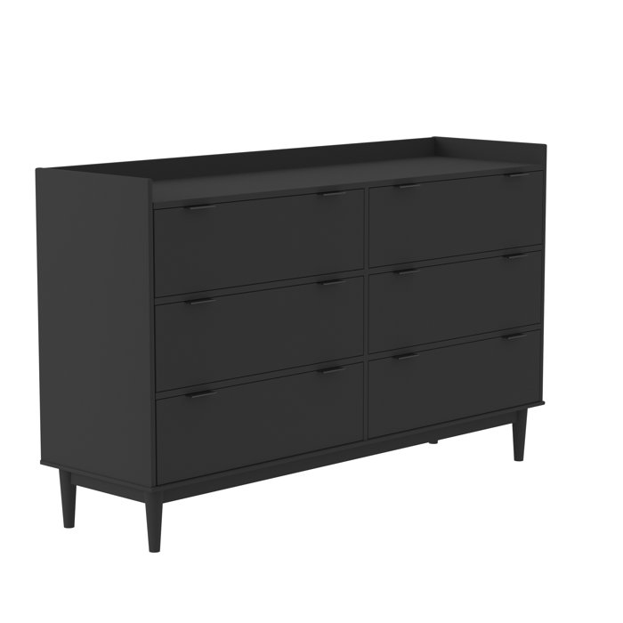 Ebern Designs Niarose 6 Drawer 55" W Solid Wood Double Dresser | Wayfair
